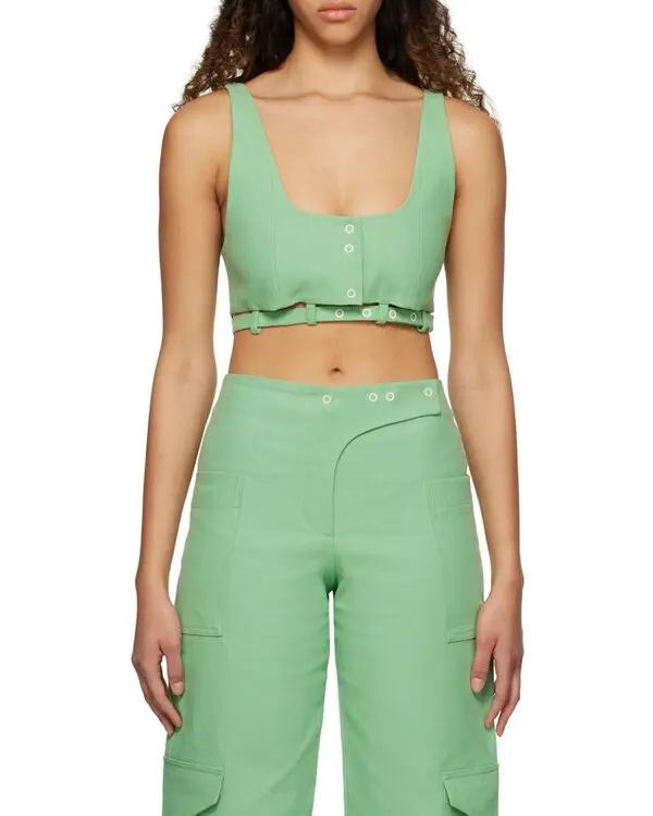 GANNI Sleeveless Cropped Suiting Top With Buckle Detail