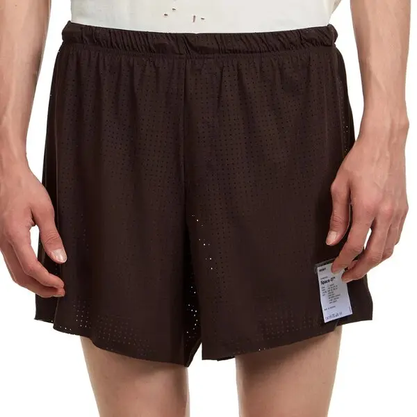 Satisfy Perforated Drawstring Shorts - Deep Mahogany