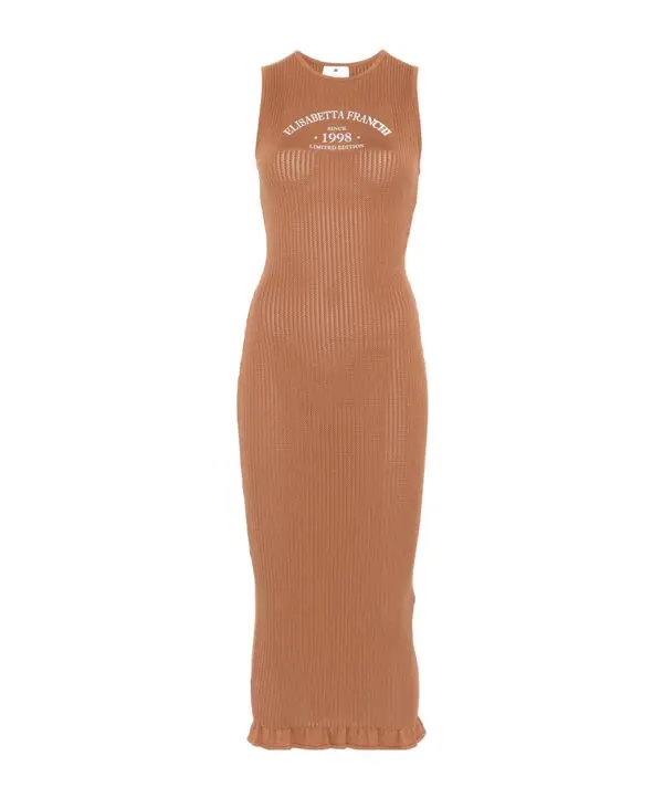 Elisabetta Franchi Logo-print Ribbed Midi Dress