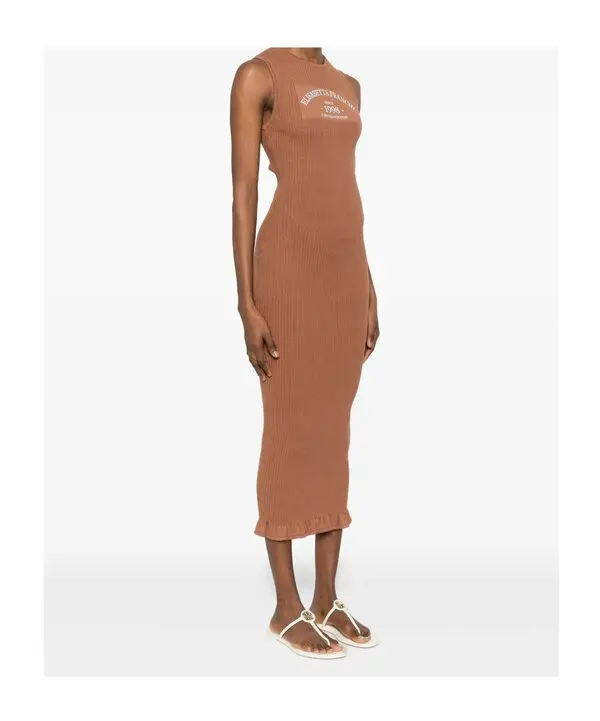 Elisabetta Franchi Logo-print Ribbed Midi Dress