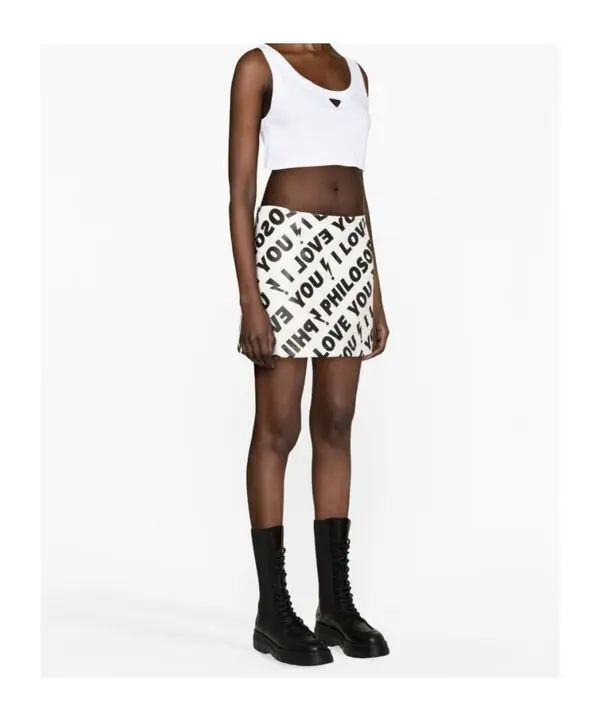 Philosophy Di Lorenzo Serafini High Waist Mini Skirt With Logo Print