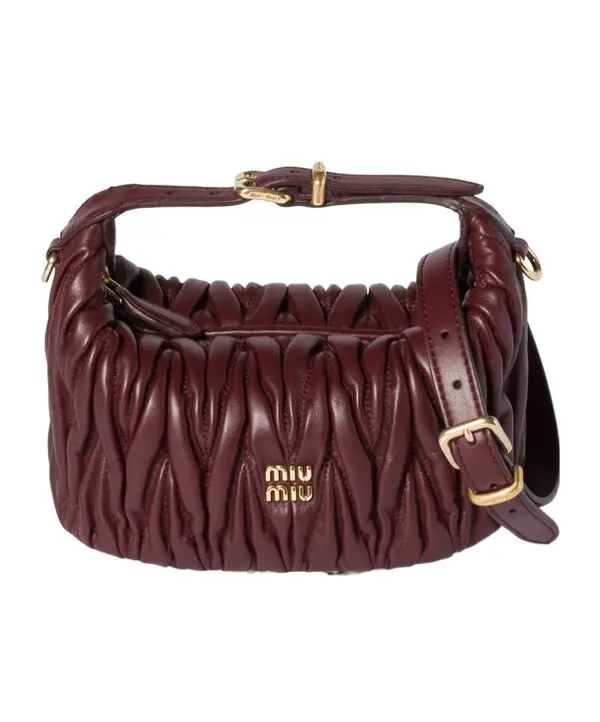 Miu Miu Matelassé Nappa Leather Clutch - Burgundy