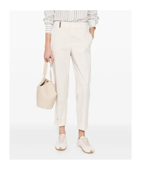 Peserico Tailored Cuffed Hem Trousers - Beige