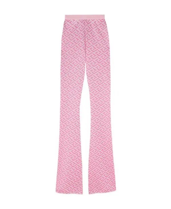 Versace La Greca Pattern High-rise Flared Pants - Pink