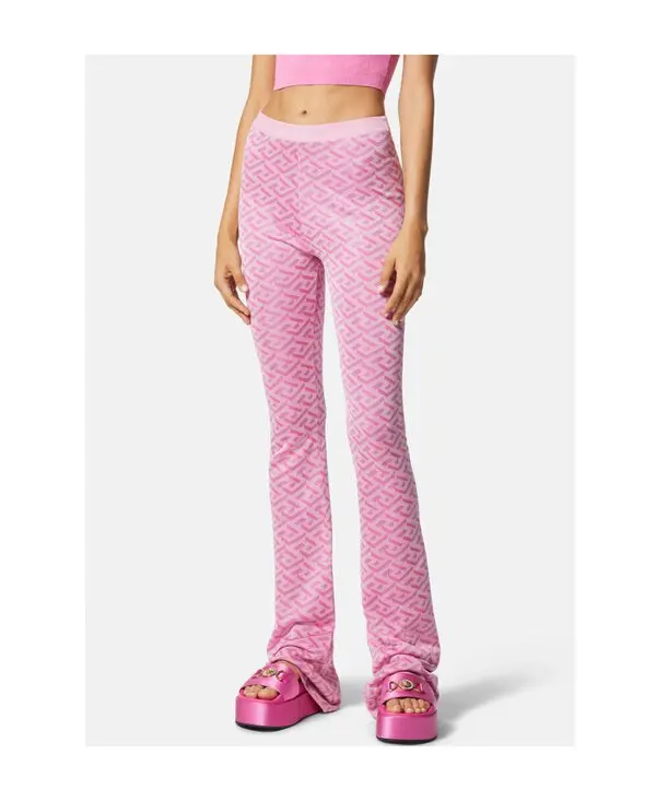 Versace La Greca Pattern High-rise Flared Pants