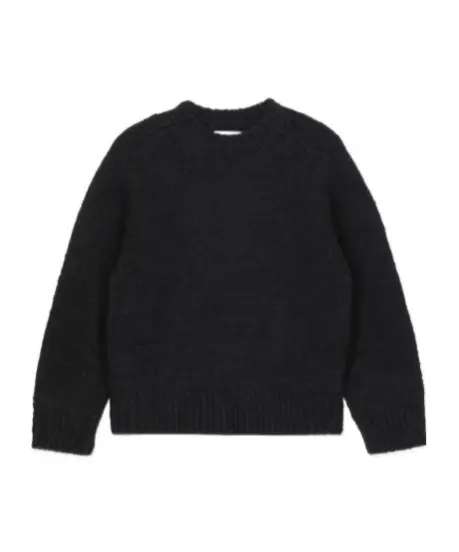 JIL SANDER Crew Neck Sweater With Knitted Details - Black