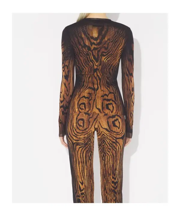 JEAN PAUL GAULTIER Wood Print Tulle Top - Black