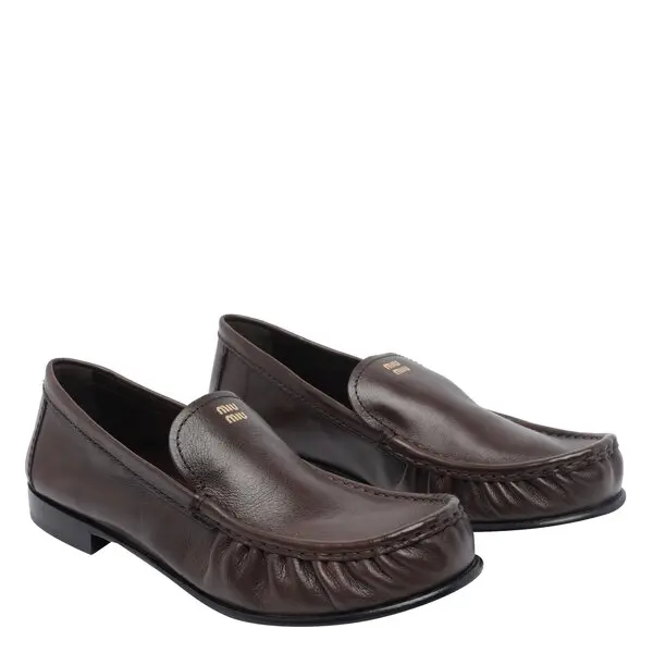 Miu Miu Logo-embossed Loafers - Brown