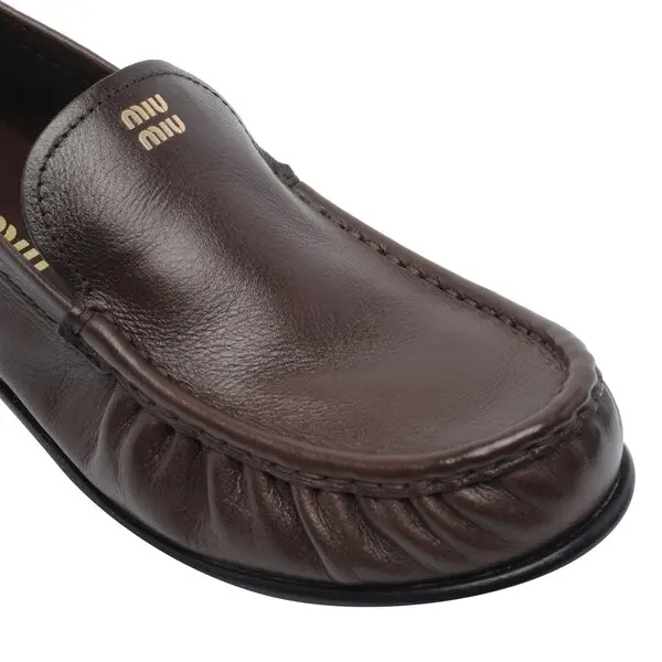 Miu Miu Logo-embossed Loafers - Brown