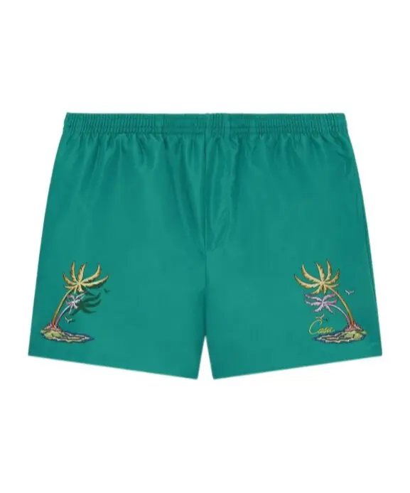 Casablanca Embroidered Palm Tree Swim Shorts - Green