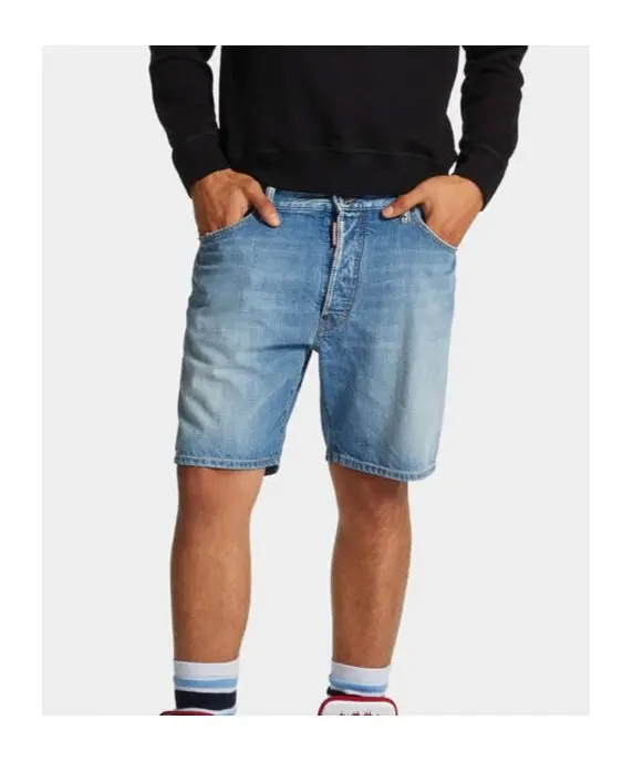 Dsquared2 Logo Patch Denim Shorts - Light Blue