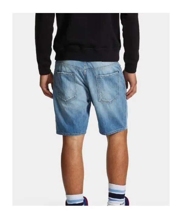 Dsquared2 Logo Patch Denim Shorts - Light Blue