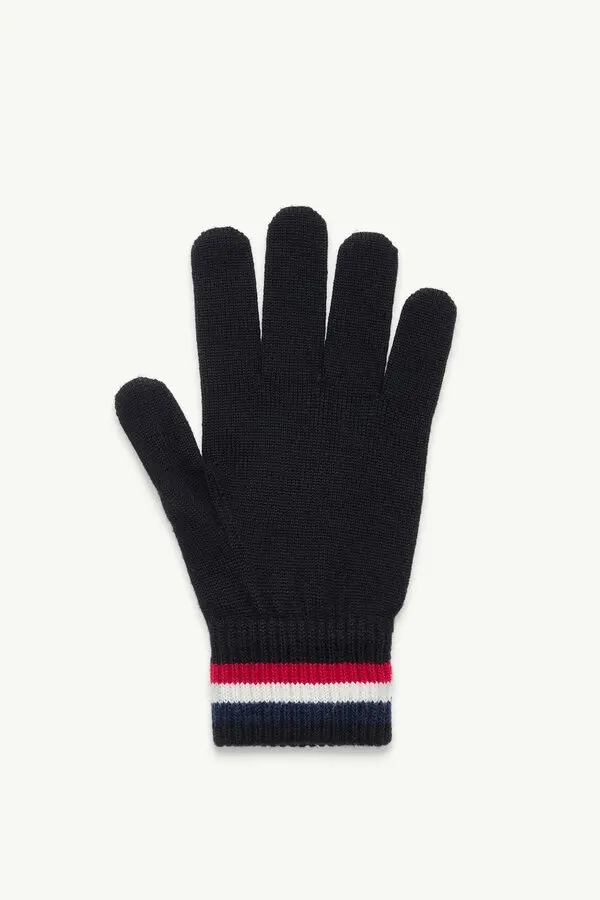 Moncler Logo Patch Knitted Gloves - Black