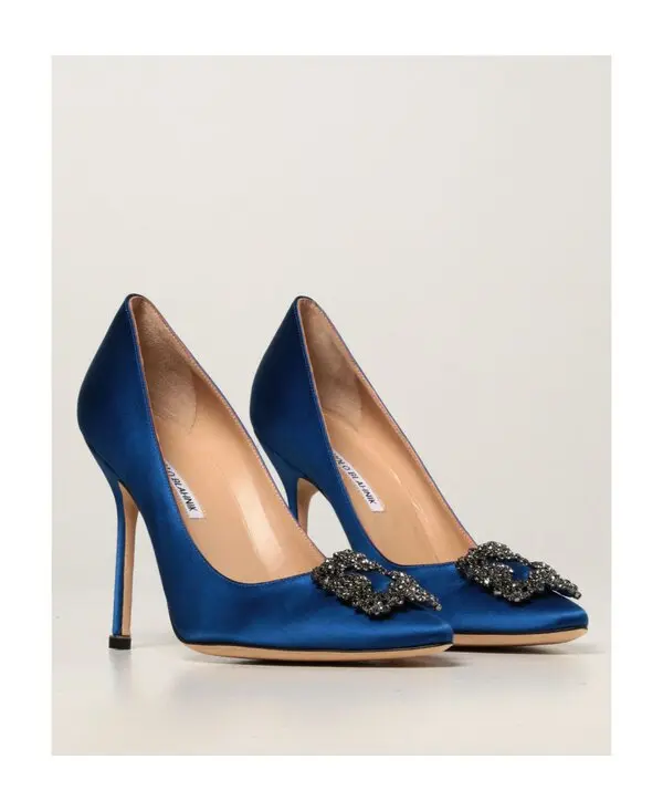 Manolo Blahnik Crystal Buckle Heeled Pumps - Blue