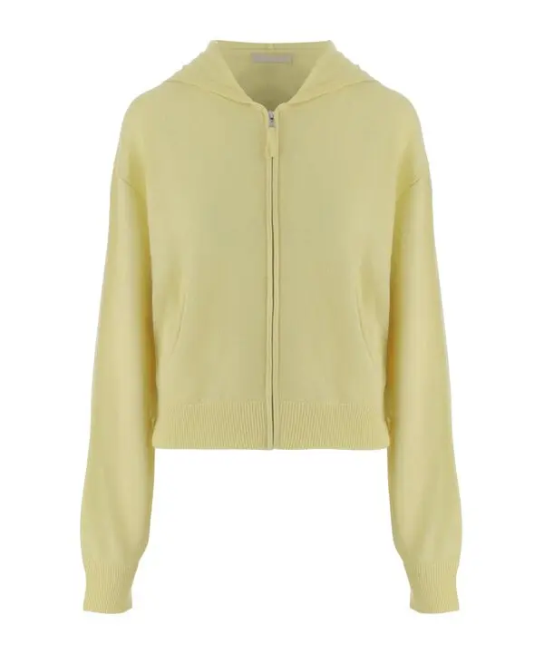 ALLUDE Hooded Zip-up Sweater With Ribbed Details - Nude