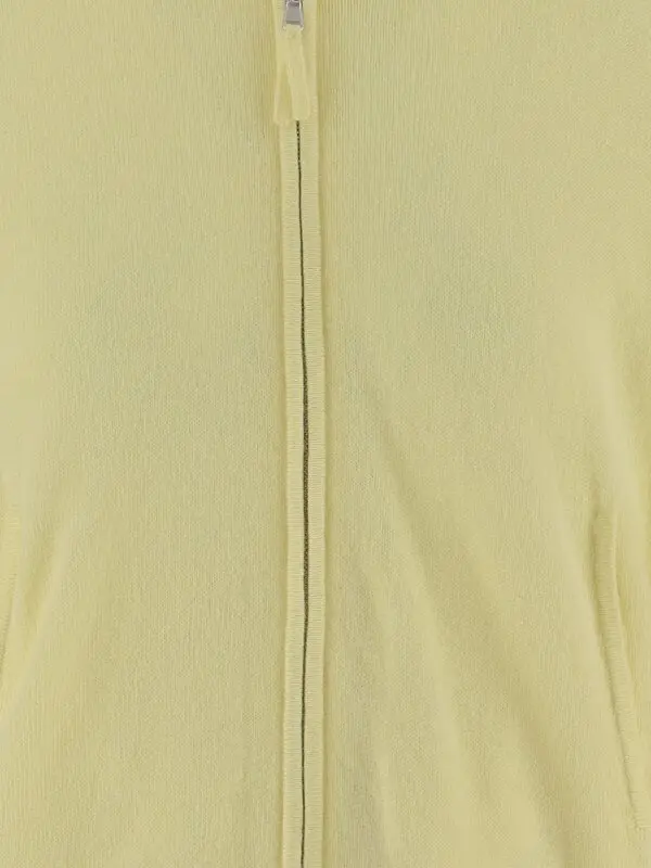 ALLUDE Hooded Zip-up Sweater With Ribbed Details - Nude