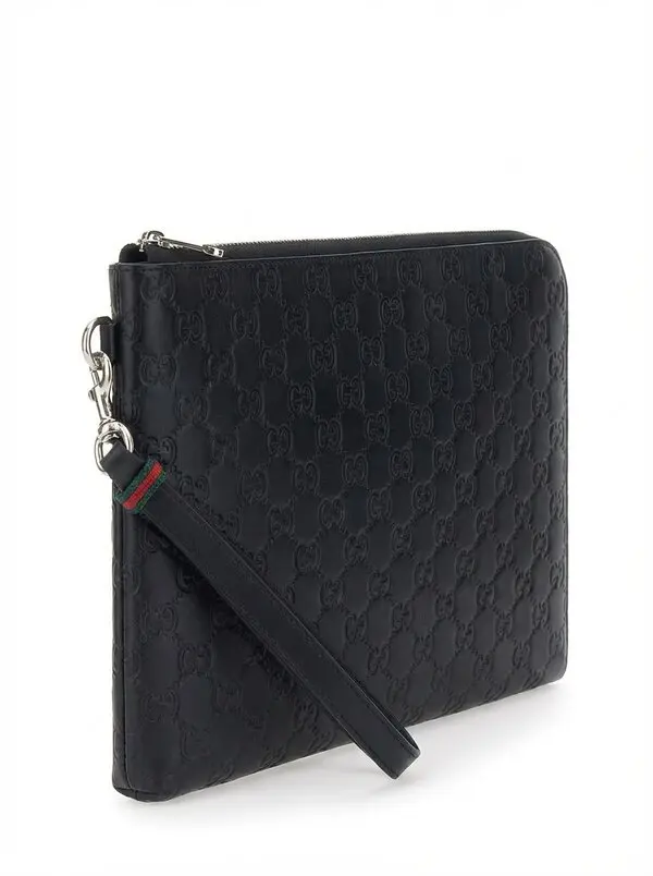 Gucci Gg Emblem Pouch - Black