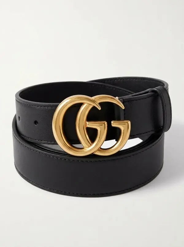 Gucci Gg Marmont Belt With Double G Buckle - Black