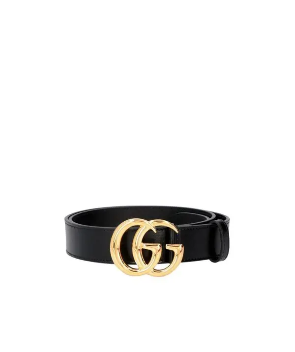Gucci Gg Marmont Belt With Double G Buckle - Black