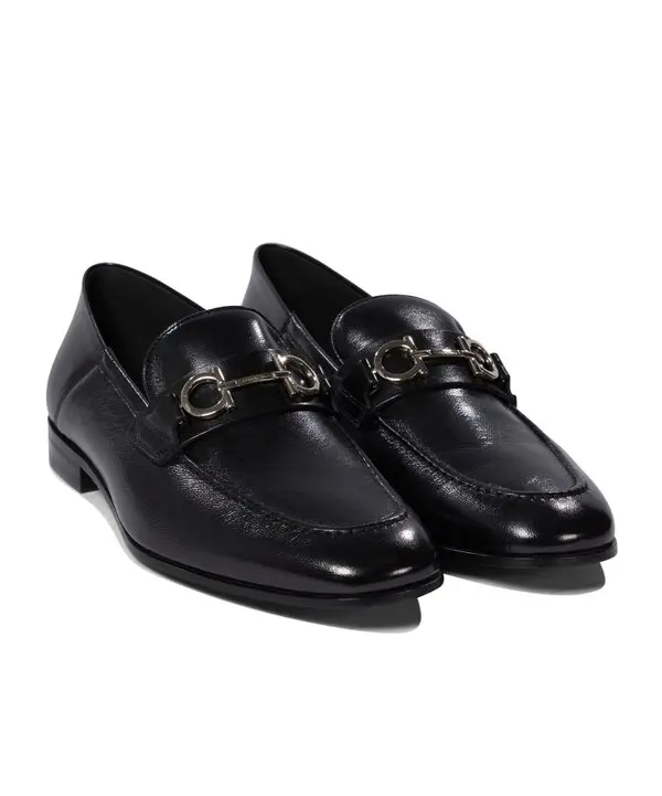 FERRAGAMO Gancini Loafers - Black