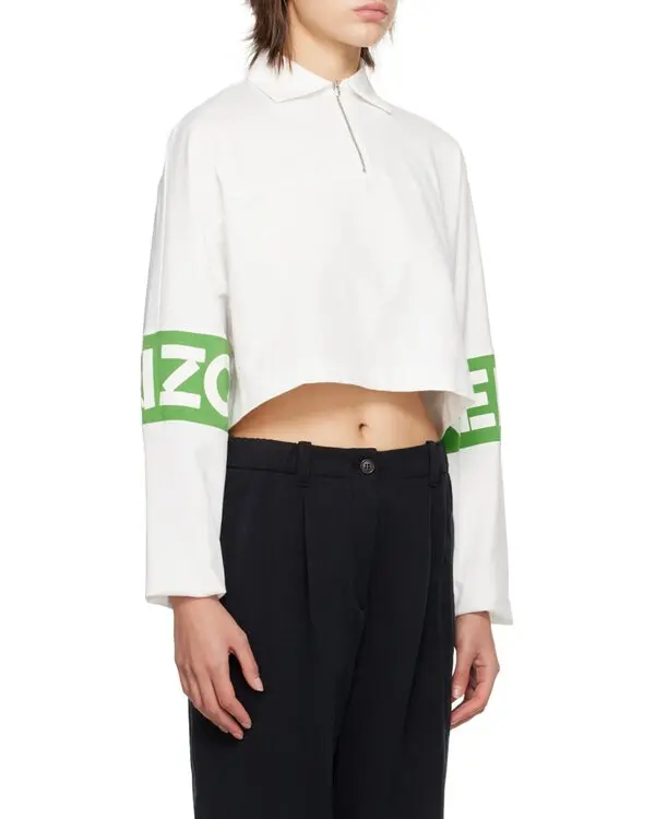 Kenzo Logo Print Cropped Polo Sweatshirt