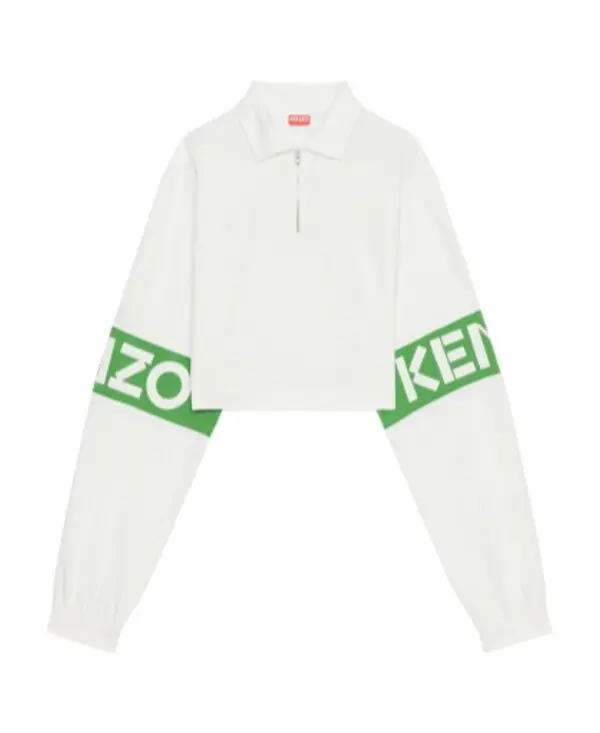Kenzo Logo Print Cropped Polo Sweatshirt