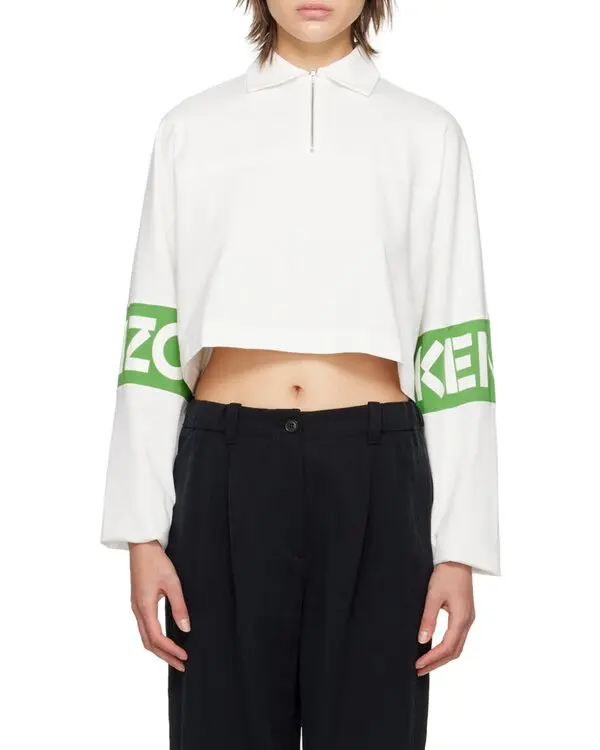 Kenzo Logo Print Cropped Polo Sweatshirt