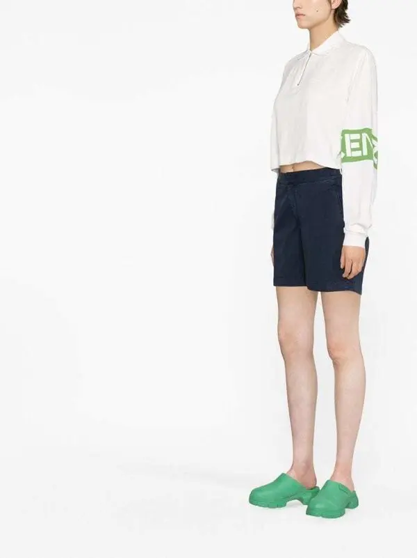 Kenzo Logo Print Cropped Polo Sweatshirt