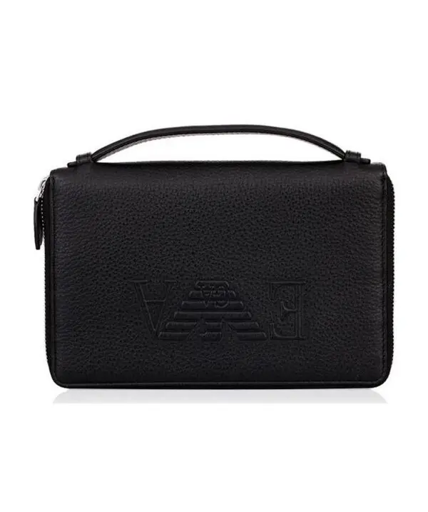 Emporio Armani Logo Details Clutch - Black