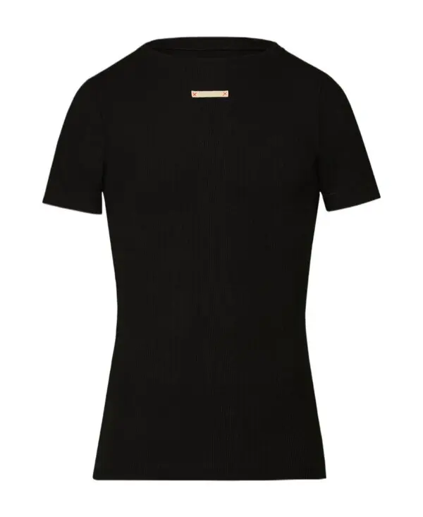MAISON MARGIELA Logo Patch Knitted T-shirt - Black