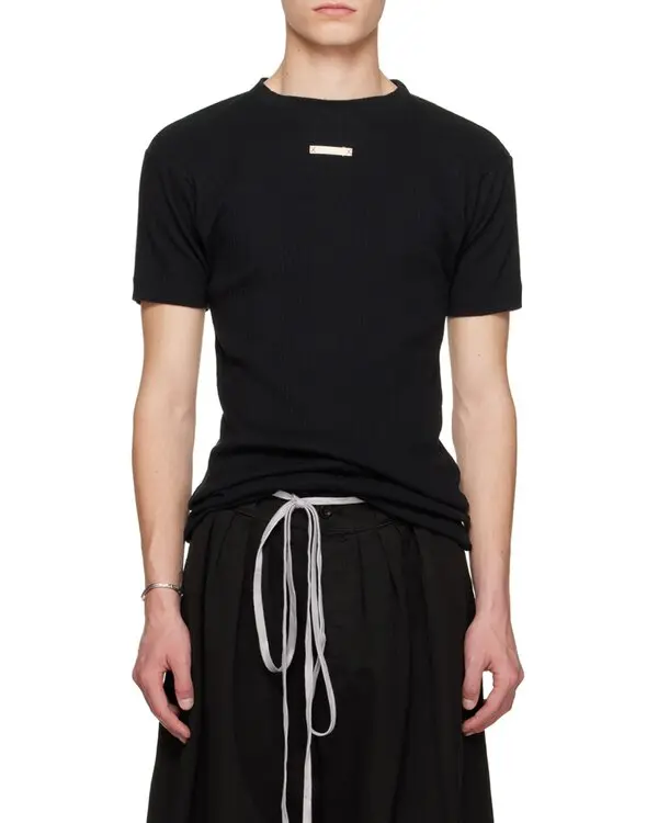 MAISON MARGIELA Logo Patch Knitted T-shirt - Black