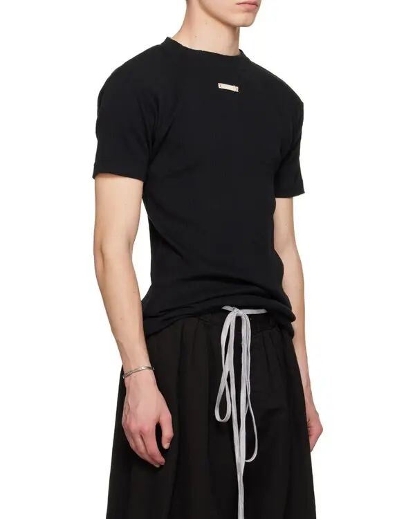 MAISON MARGIELA Logo Patch Knitted T-shirt - Black