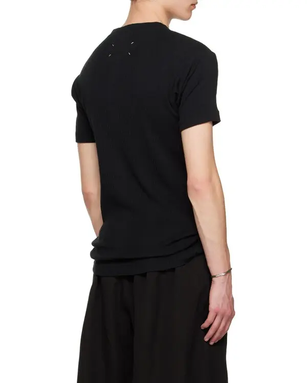 MAISON MARGIELA Logo Patch Knitted T-shirt - Black