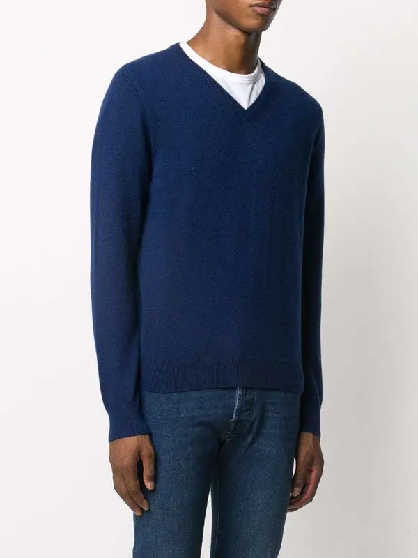 Malo Long-sleeved V-neck Pullover - Blue