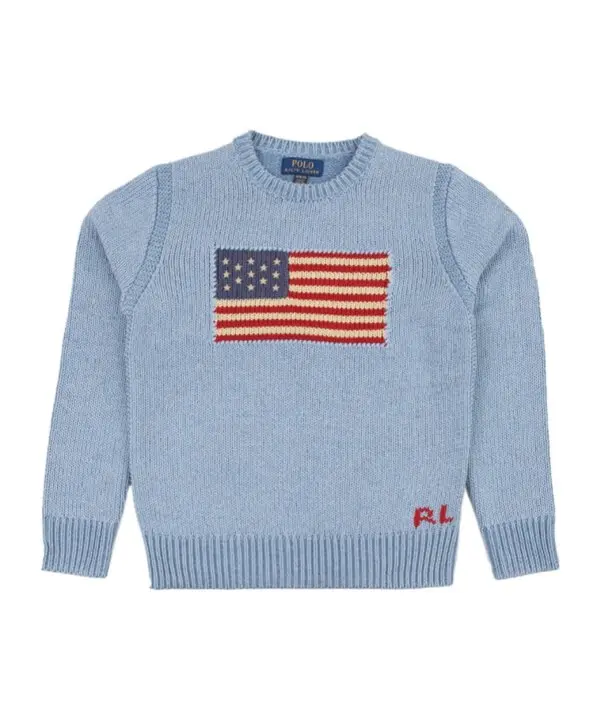 Polo Ralph Lauren Flag Crew Neck Sweater - Light Blue