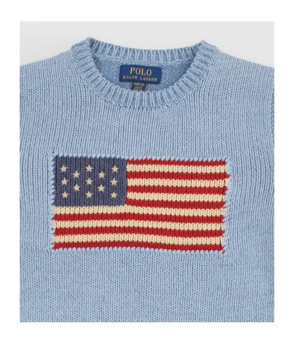 Polo Ralph Lauren Flag Crew Neck Sweater - Light Blue