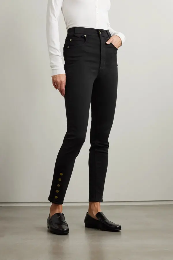 FRAME Skinny Jeans With High Waist And Button Details