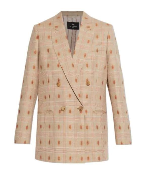 Etro Checked Double-breasted Blazer - Nude