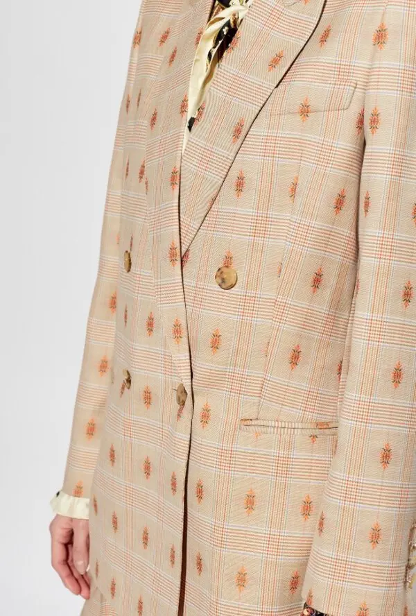 Etro Checked Double-breasted Blazer - Nude