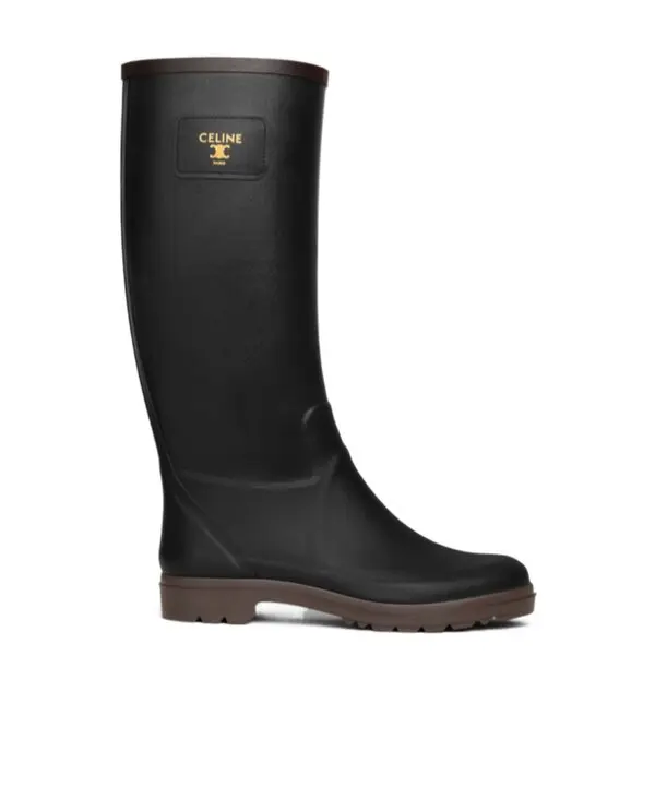 Celine Tall Rain Boots In Natural Rubber