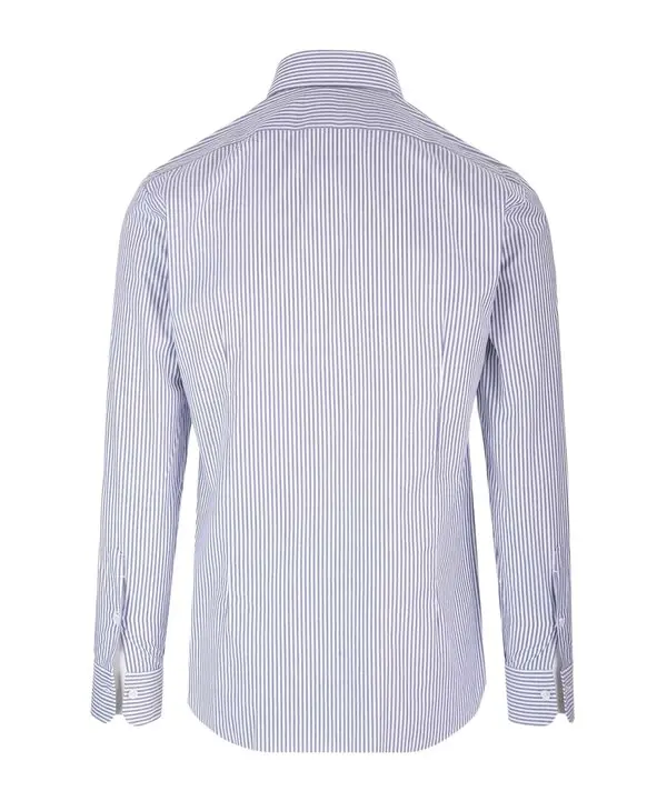 BARBA NAPOLI Pinstriped Long-sleeved Shirt - Blue/white