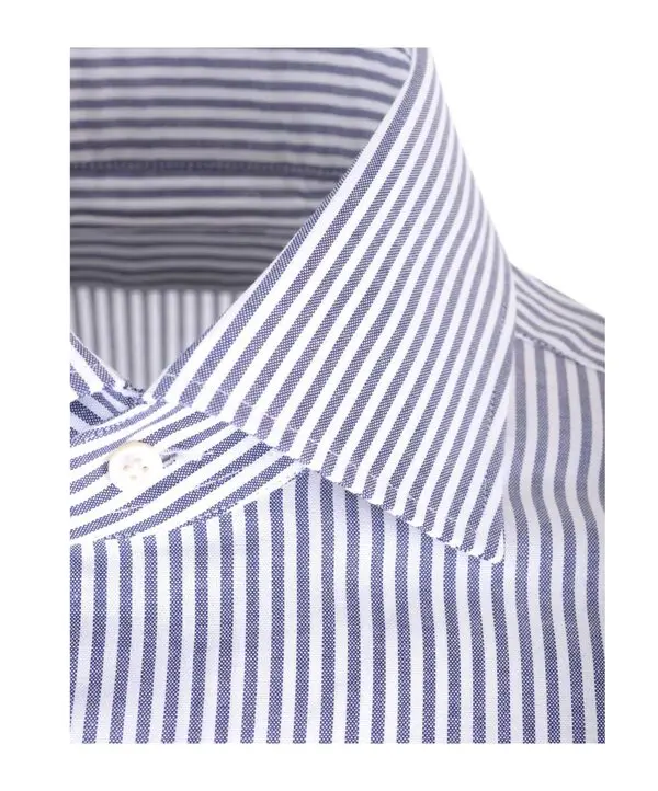 BARBA NAPOLI Pinstriped Long-sleeved Shirt - Blue/white