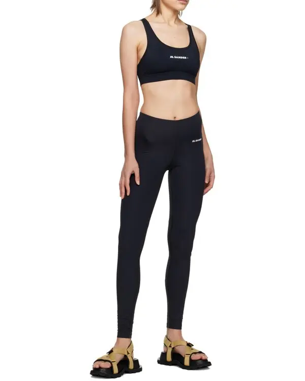 JIL SANDER Logo Printed Sport Bra - Black