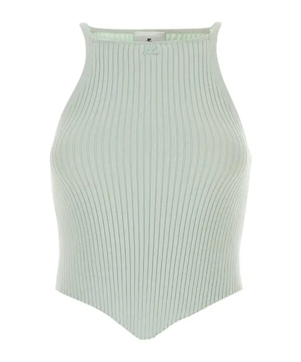 COURREGES Courrèges Pointy Rib Knit Tank Top - Mint Green