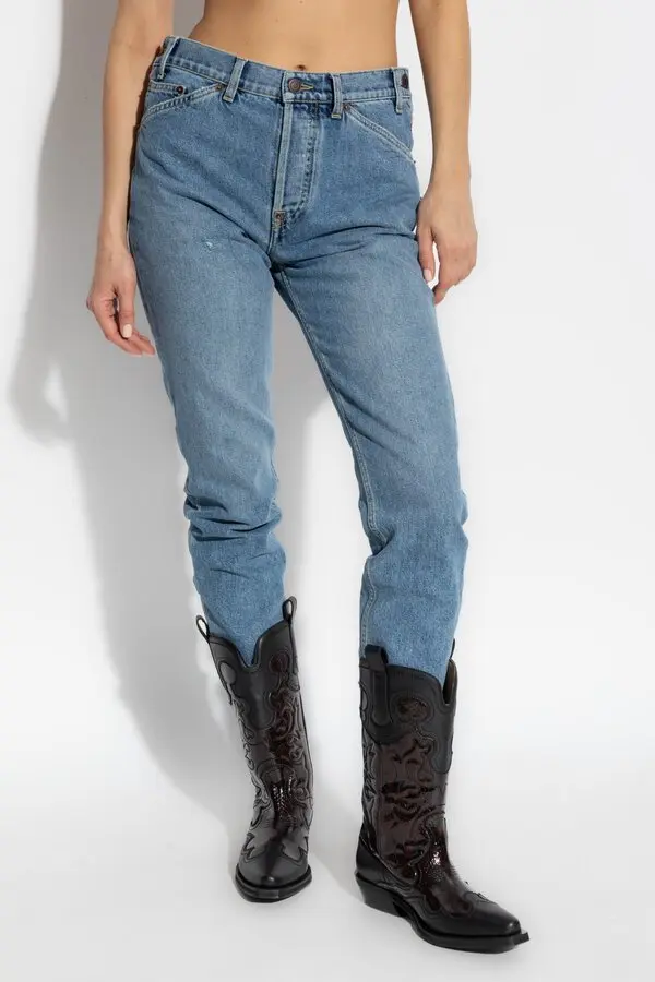 Moschino Cropped Jeans With Logo Patch