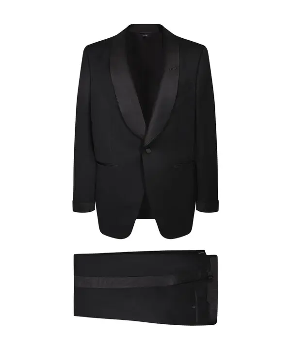 TOM FORD Satin-lapel Single-breasted Suit - Black