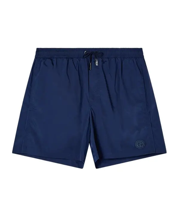 Giorgio Armani Logo Patch Drawstring Swim Shorts - Blue
