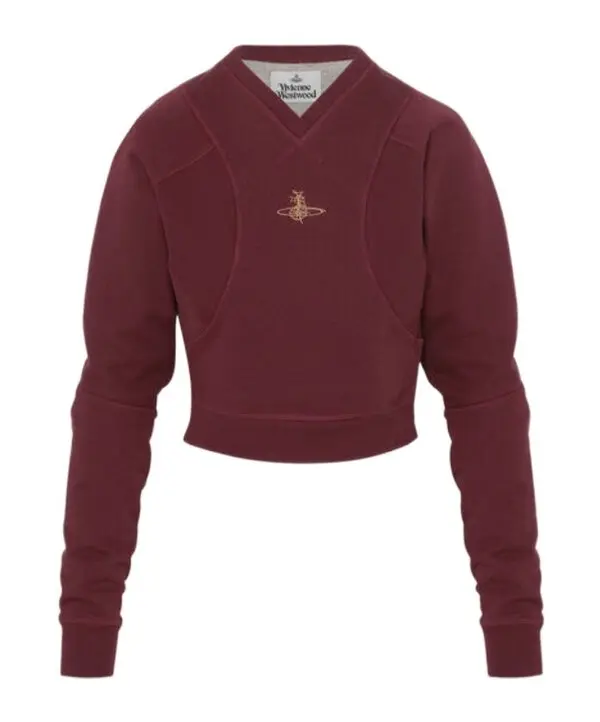 VIVIENNE WESTWOOD Logo Embroidered V-neck Sweatshirt