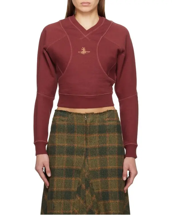 VIVIENNE WESTWOOD Logo Embroidered V-neck Sweatshirt