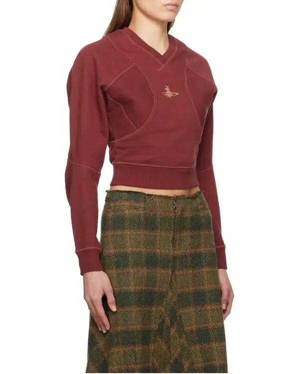 VIVIENNE WESTWOOD Logo Embroidered V-neck Sweatshirt